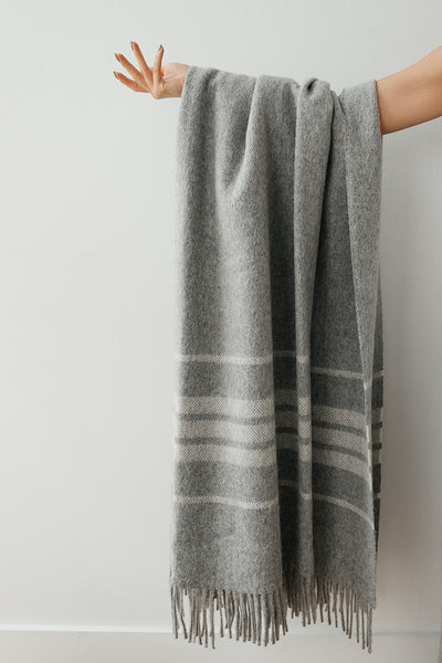 Dublin Alpaca Throw Grey with Ivory Stripes – Shop Linen Way